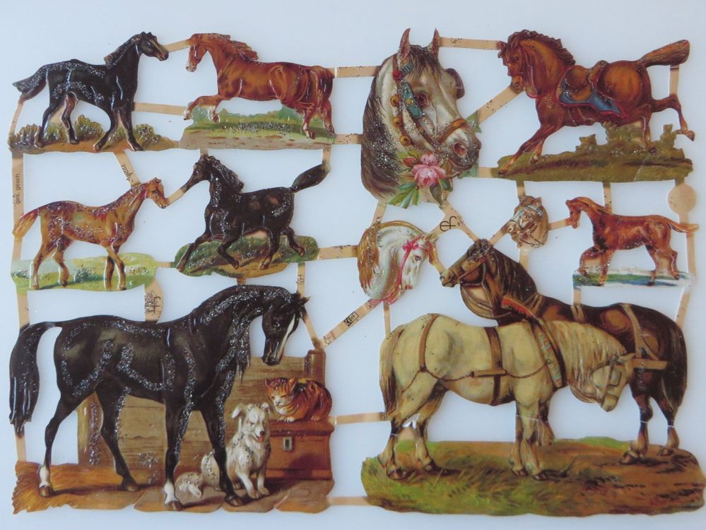 VINTAGE PFERDE GLANZBILDER POESIE-ALBUM OBLATEN, EF (Gebraucht) in Neuhausen am Rheinfall für ...