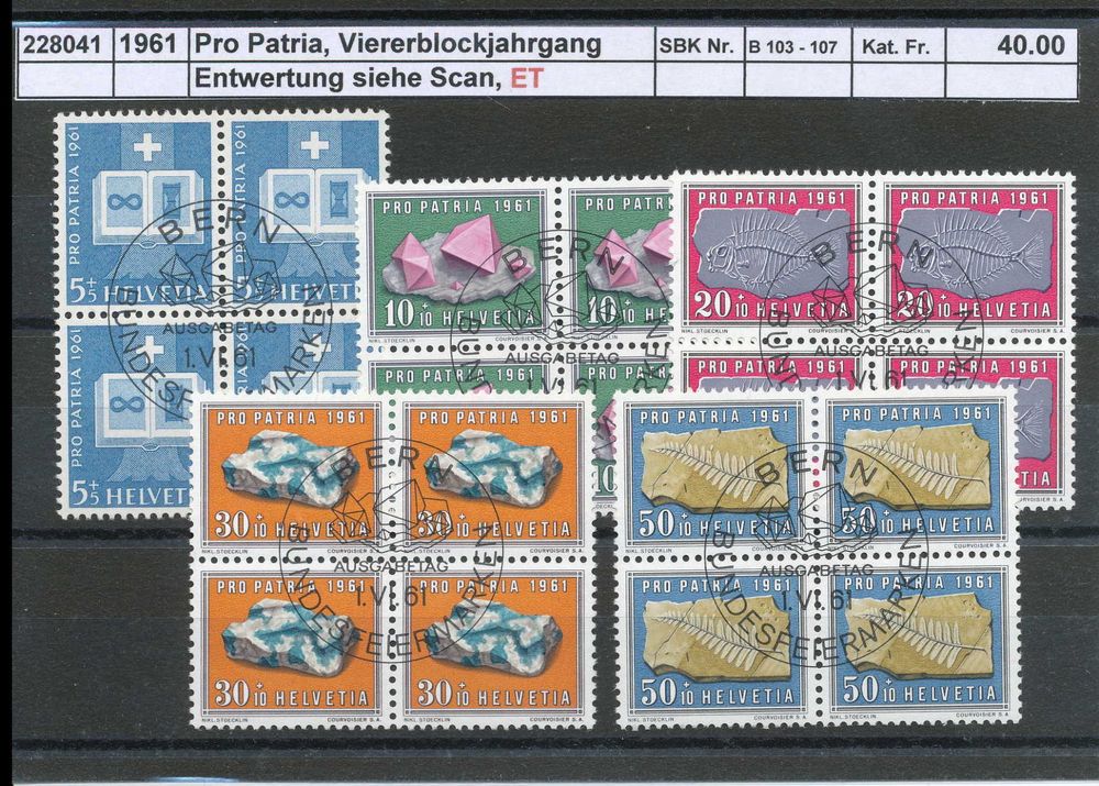 1961 Pro Patria Viererblockjahrgang, ET - Stempel | Kaufen auf Ricardo