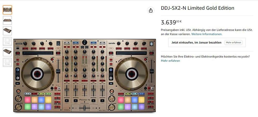 TOP DJ CONTROLLER - Pioneer DDJ SX2 N GOLD LIMITED EDITION (Gebraucht ...