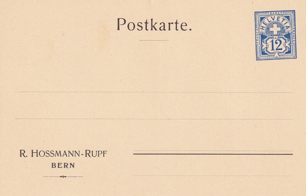 Ganzsache mit Wertziffer "12" neu, R.HOSSMANN-RUPF (Gebraucht) in Samnaun-Compatsch für CHF 2.9 ...