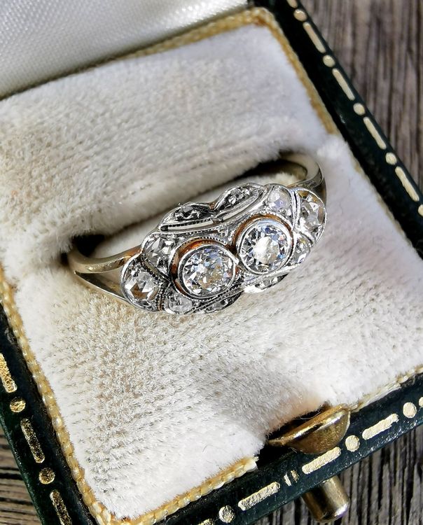 Antik Art Deco Diamant Ring Platin 18ct Gelbgold 750 | Kaufen auf Ricardo