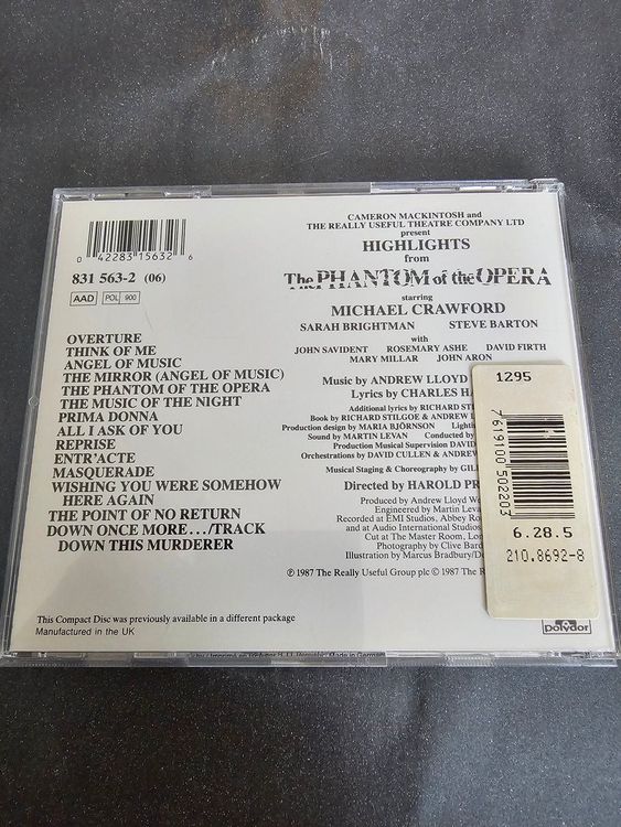 Andrew Lloyd Webber Highlights From The Phantom Of The Opera (Gebraucht ...