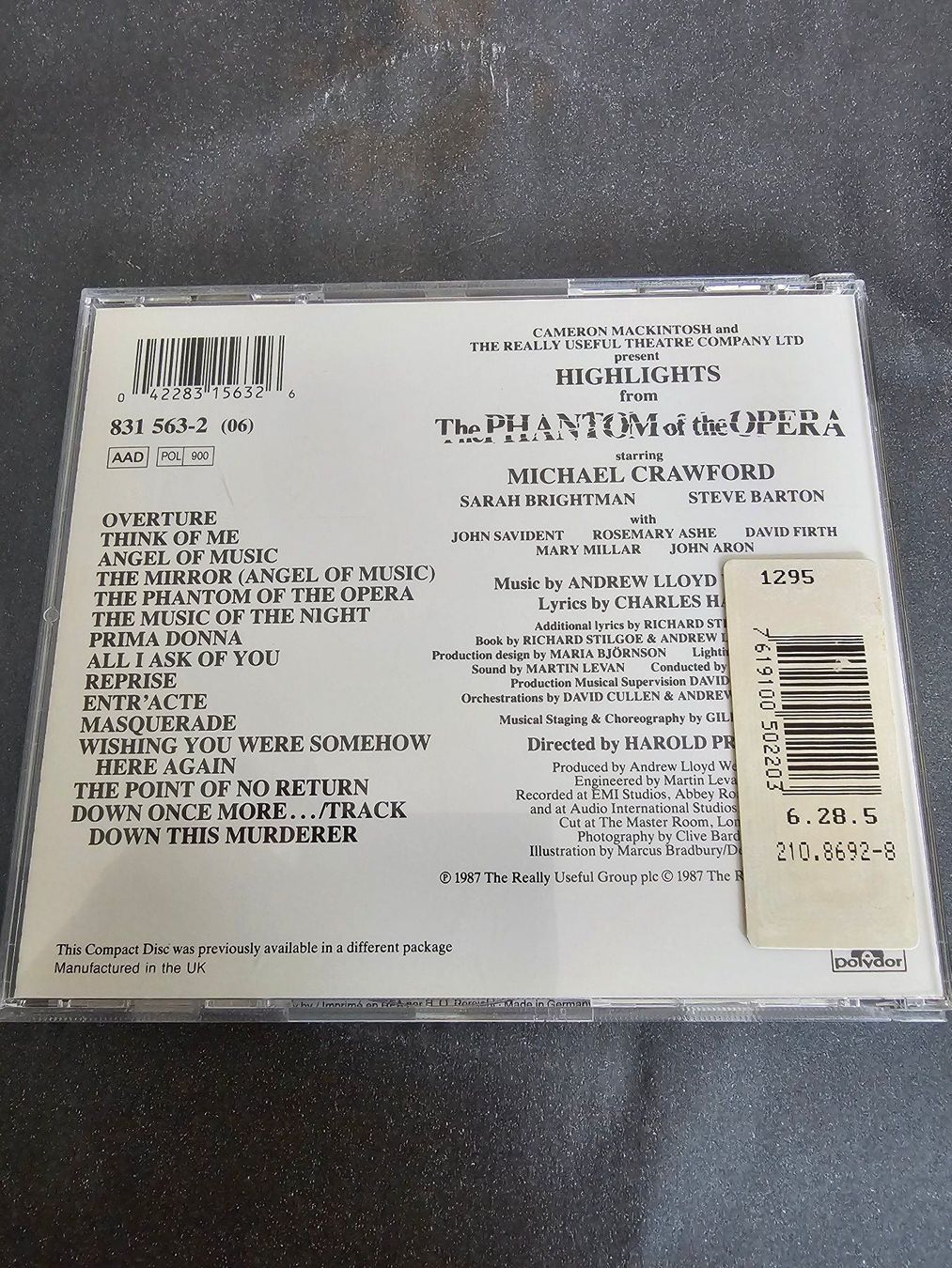 Andrew Lloyd Webber Highlights From The Phantom Of The Opera (Gebraucht ...