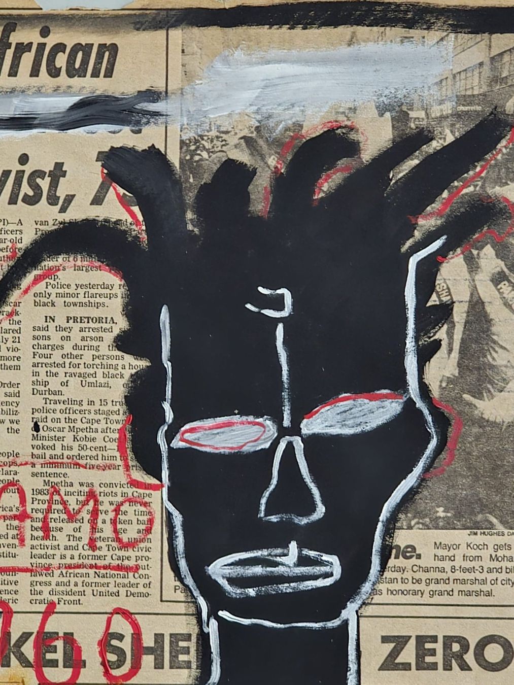 Jean-Michel Basquiat (SAMO) – Zeitungsporträt mit Stempel (Gebraucht ...
