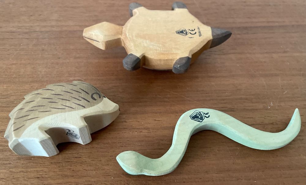 3 Ostheimer Tiere, Igel, Schlange, Schildkröte, Holz | Kaufen auf Ricardo