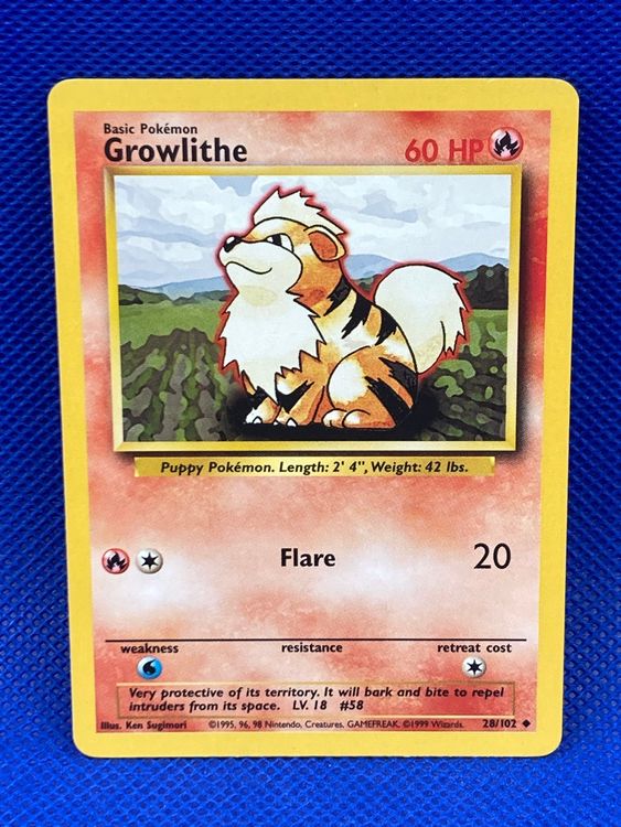 Pokemon BASE SET / Growlithe 28 / 102 EN - (NM) (Gebraucht) in Baar für ...