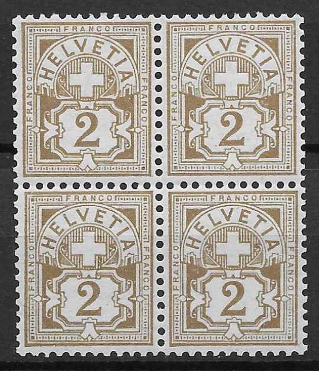 1906: Ziffermuster 2 Rp.Nr.80 ( Mit WZ ) Viererblock ** (Gebraucht) in Walperswil für CHF 12 ...