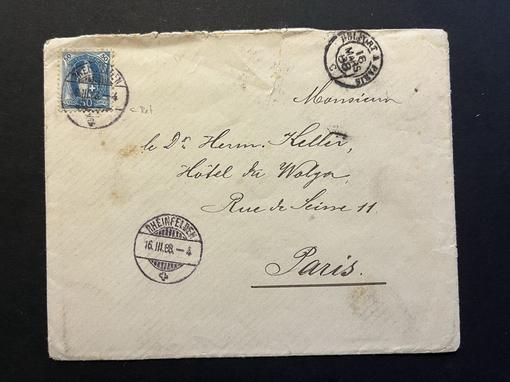 1888 Stehende Helvetia Nr. 70A sur Lettre pour PARIS (Gebraucht) in ...