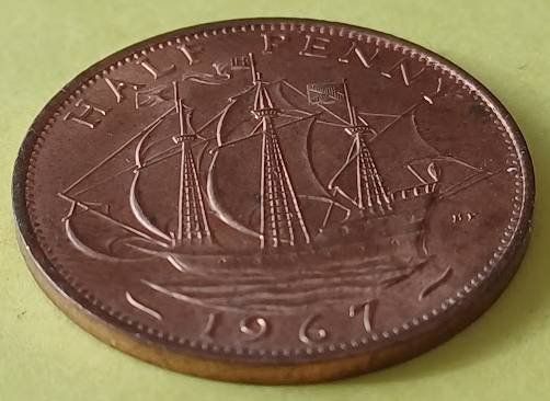 Queen Elizabeth II – Half Penny Münze 1967 - Grossbritannien (Gebraucht ...