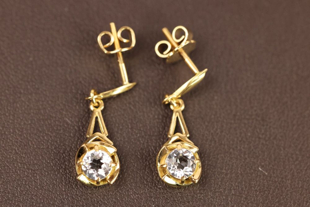 Gold Ohr Stecker mit Aquamarin aus 18 K / 750 Gold (Gebraucht) in ...