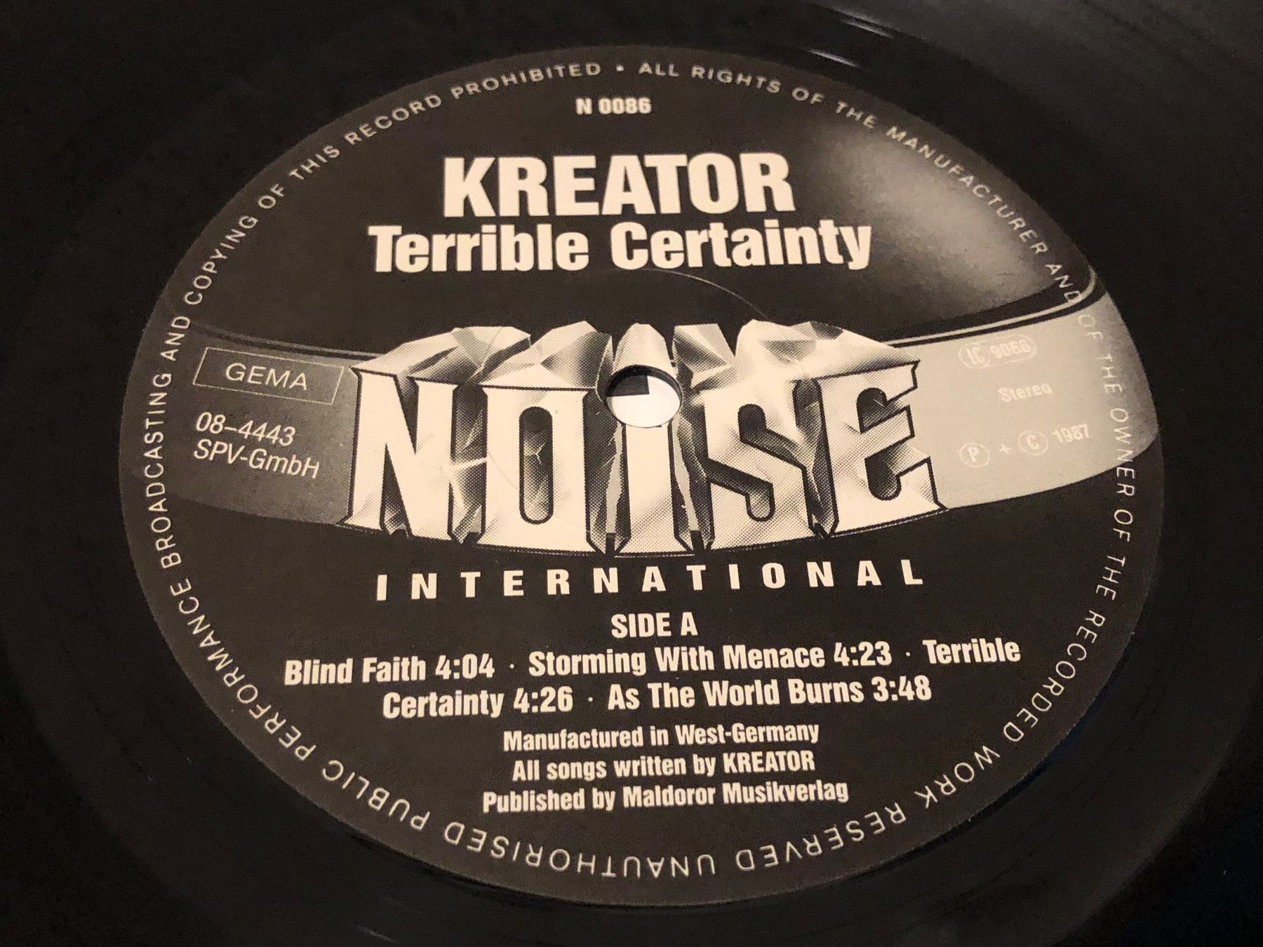 KREATOR - TERRIBLE CERTAINTY LP DE 1988 TRASH METAL (Gebraucht) in ...