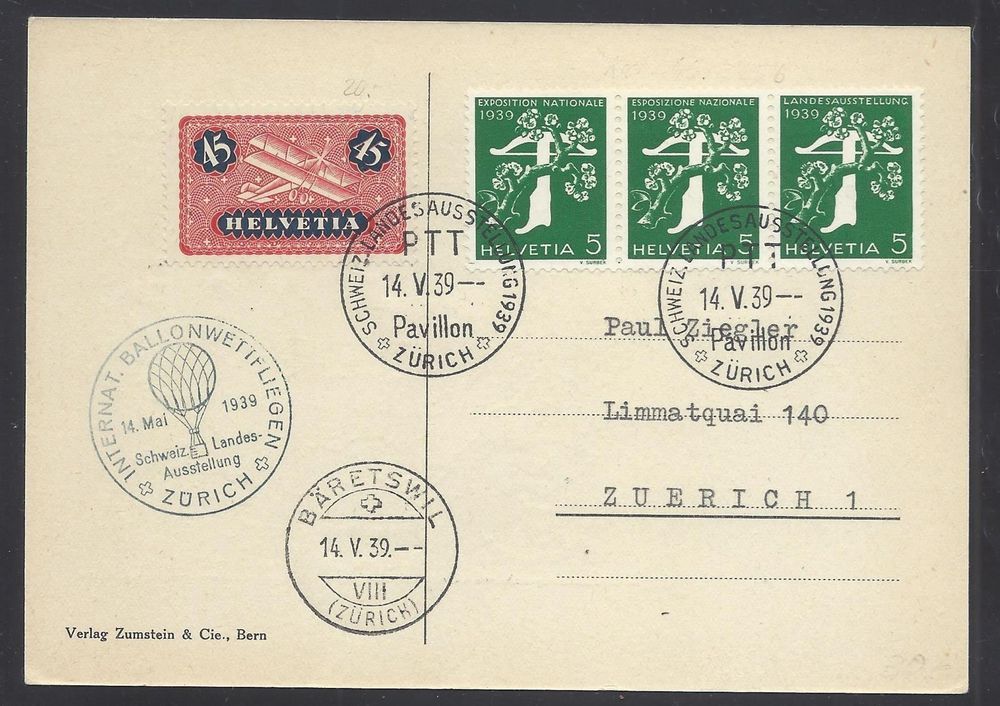 1939 Flugpostkarte Mit Nr F8z Kaufen Auf Ricardo