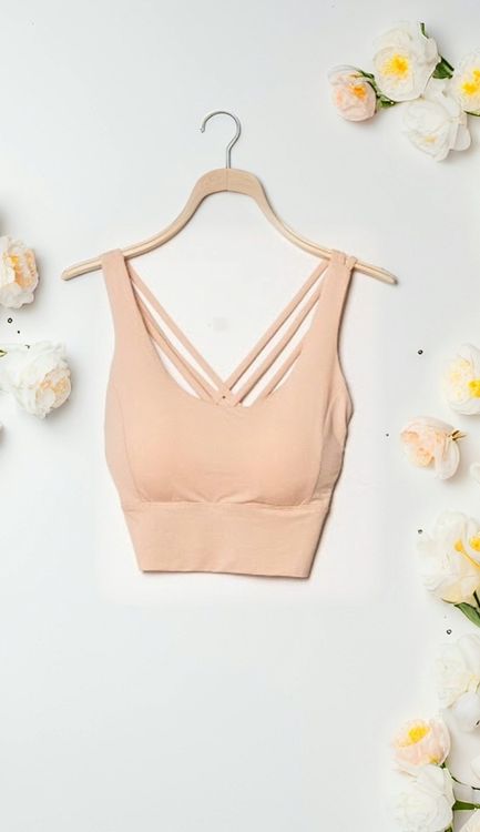 Nr 77 SPORT BH FITNESS TOP GR. S M beige (Neu und originalverpackt) in ...