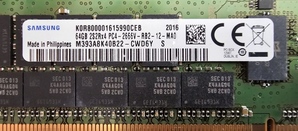 4 Stk. Samsung Server Ram 64Gb 2S2Rx4 PC4-2666V-RB2-12-MA0 (Gebraucht ...