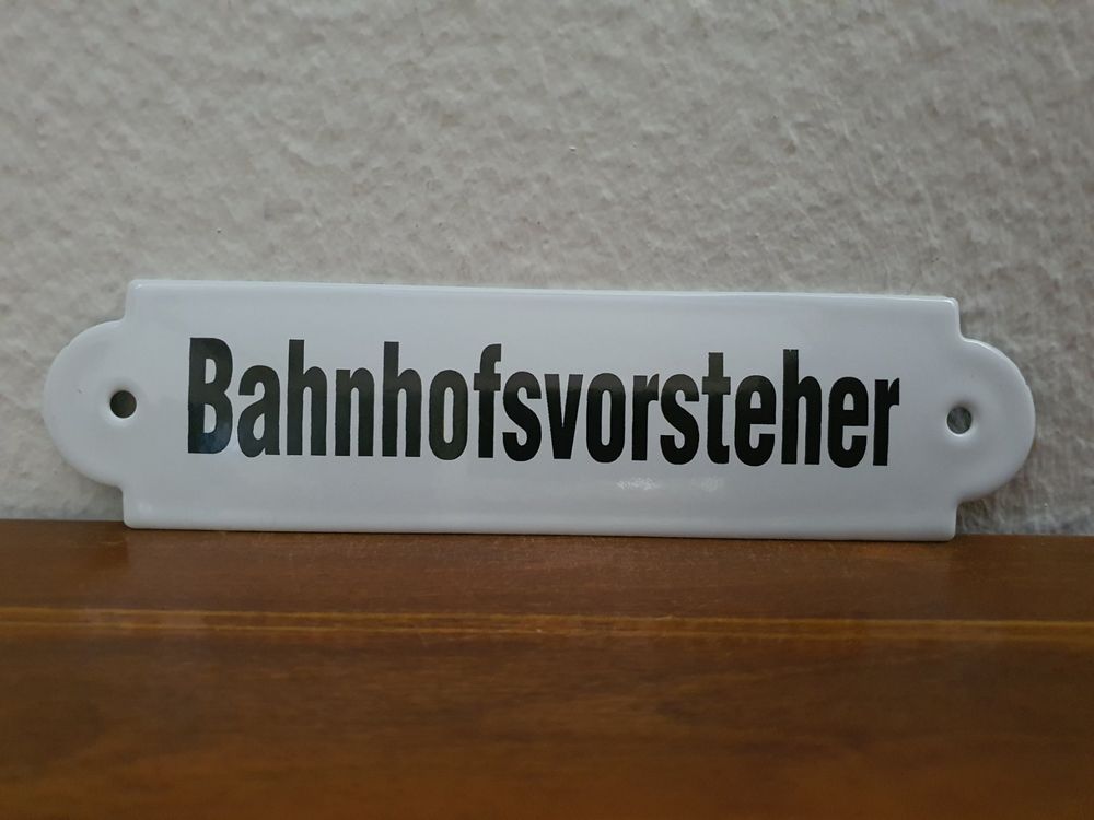 Emailschild Bahnhofsvorsteher Zug Bahn Tram Emaille Schild (Neu (gemäss Beschreibung)) in ...