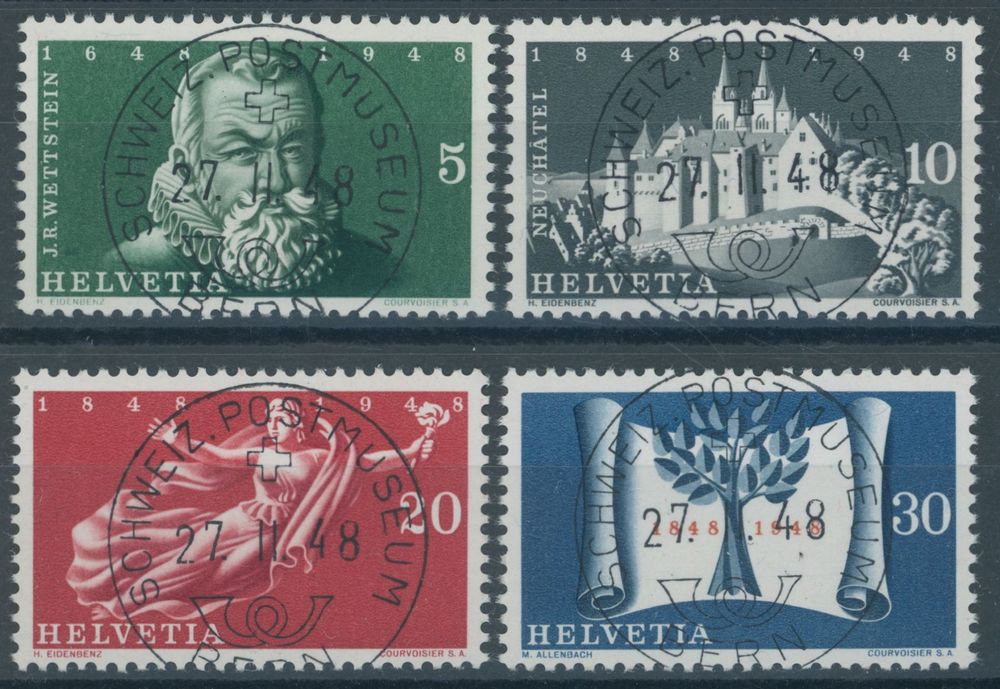 1948 - Bundesstaat - Ersttag Voll Stempel ET (Gebraucht) in Schindellegi für CHF 300 – mit ...