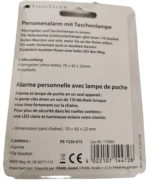 Personenalarm 110 DB + Taschenlampe (neu/OVP) (Neu und originalverpackt ...