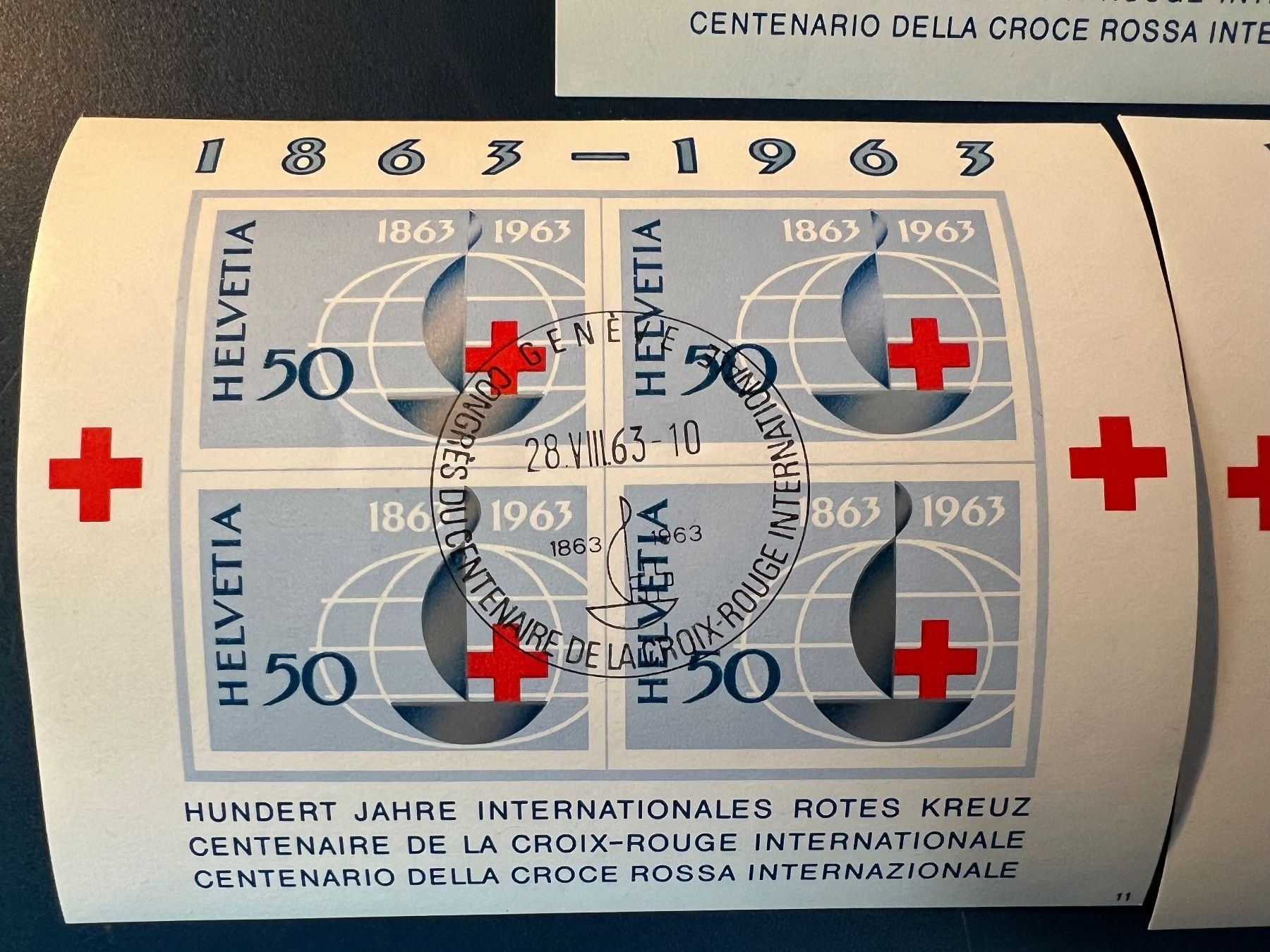 3 Blöcke, Hundert Jahre Rotes Kreutz, 1963, postf. und geste (Gebraucht ...