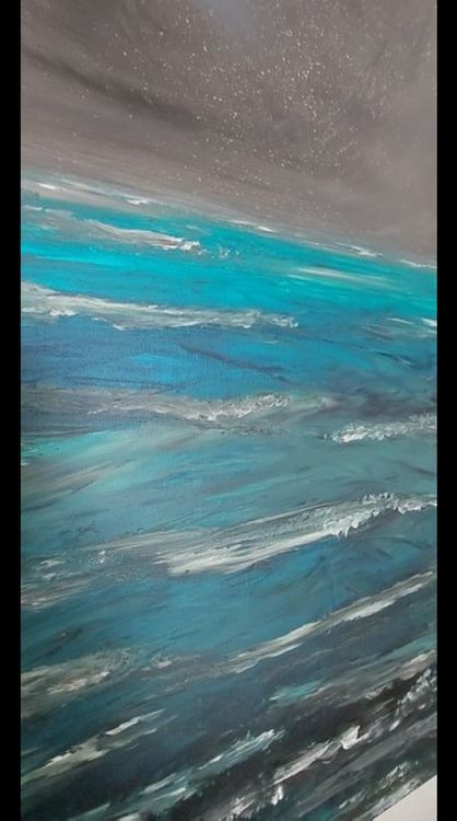 Gemälde Sternenhimmel am Meer von mir selbstgemalt 80×80 (Gebraucht) in Riehen für CHF 80 – mit ...