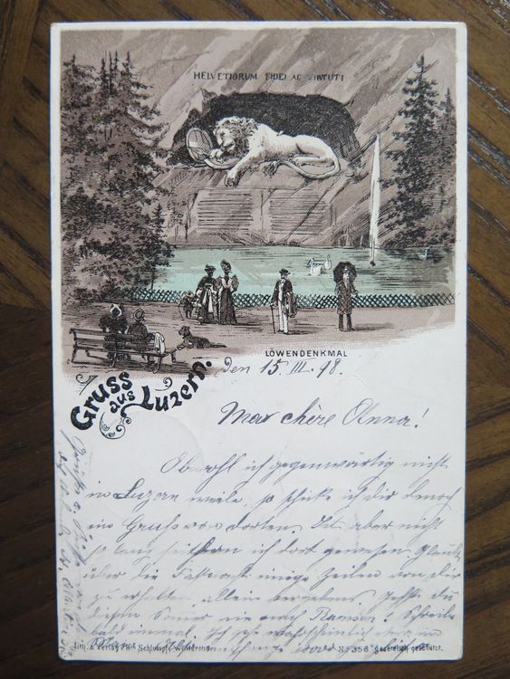 LUZERN - LÖWENDENKMAL - SCHLUMPF-LITHO. (Gebraucht) in Wittenbach für ...