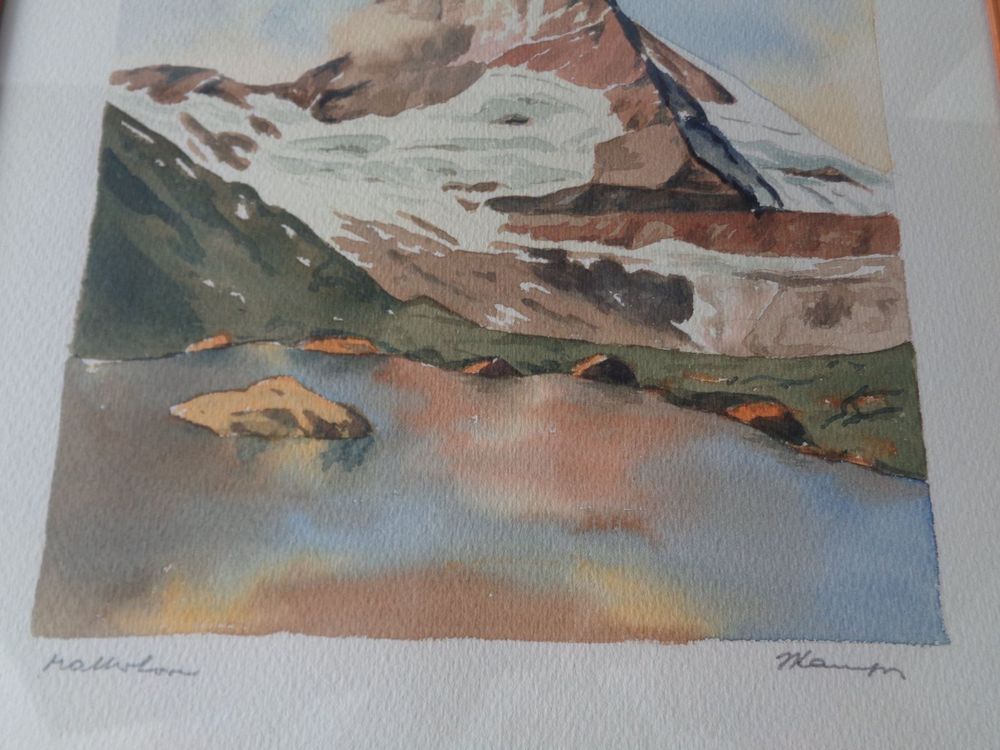 Aquarell Matterhorn signiert hinter Glas | Kaufen auf Ricardo