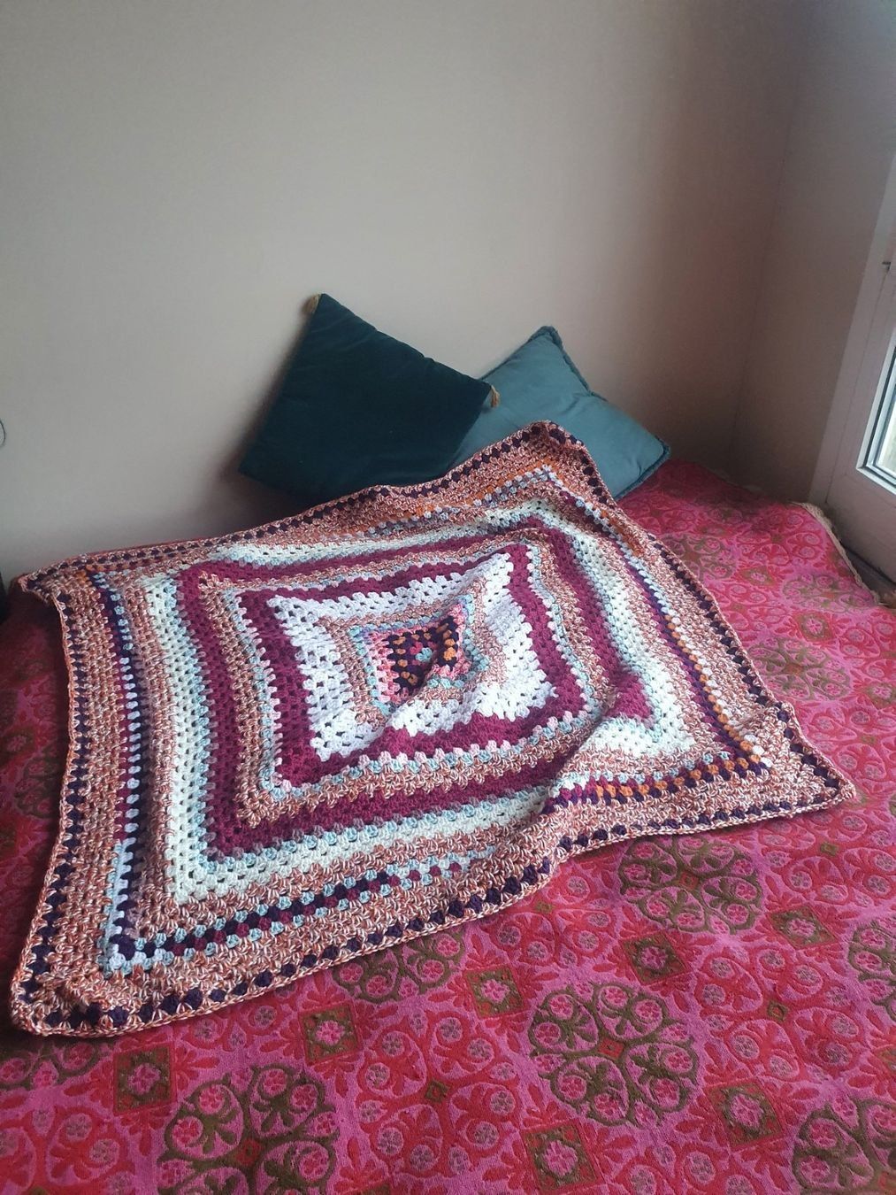 Couverture plaid Crochet fait main granny esprit vintage (Neu und ...