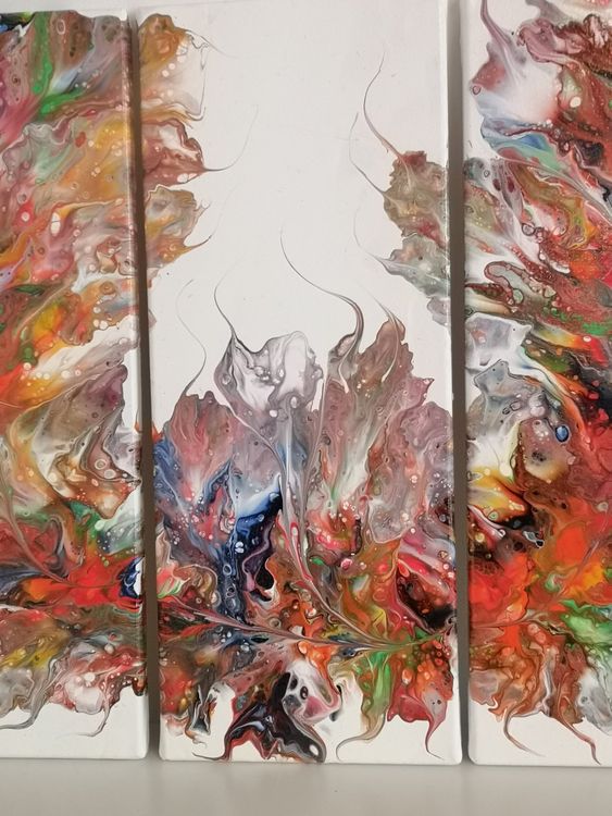 Pouring Bild auf Leinwand, 3-teilig, je 20 x 50 cm (Neu (gemäss Beschreibung)) in Gansingen für ...