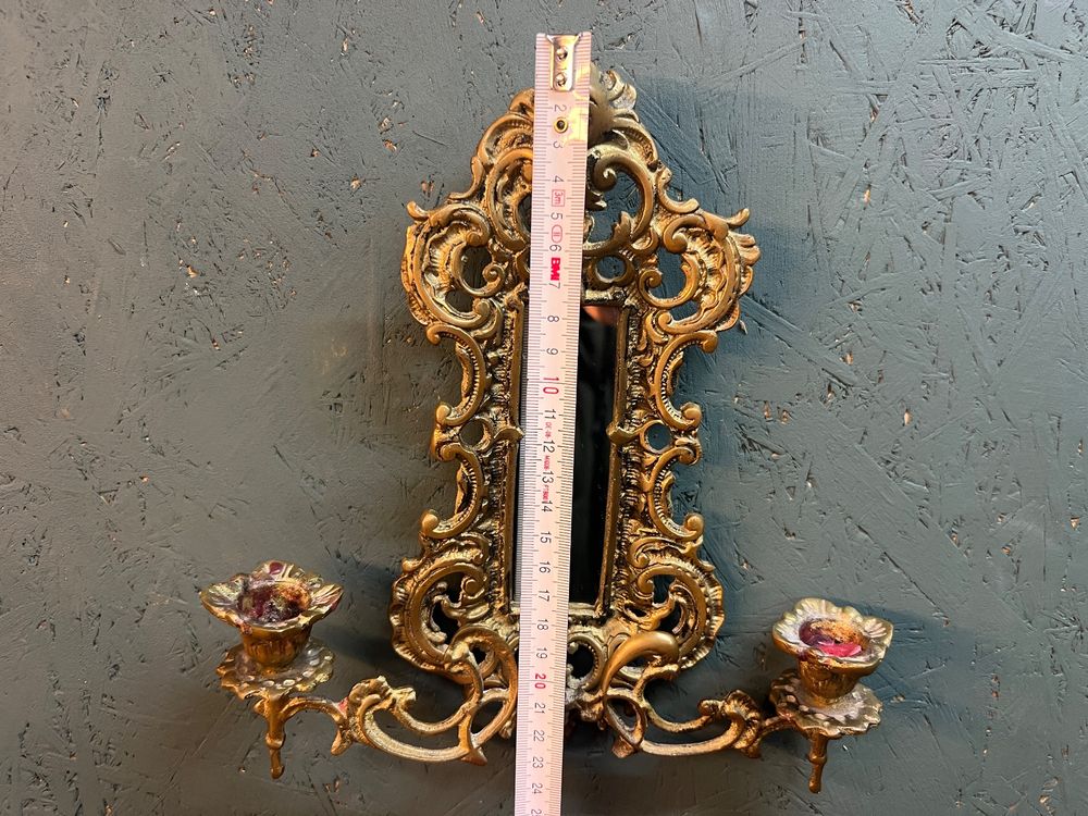 Antike Jugendstil (Messing) Wand - Spiegel mit Kerzenhalter | Kaufen auf Ricardo