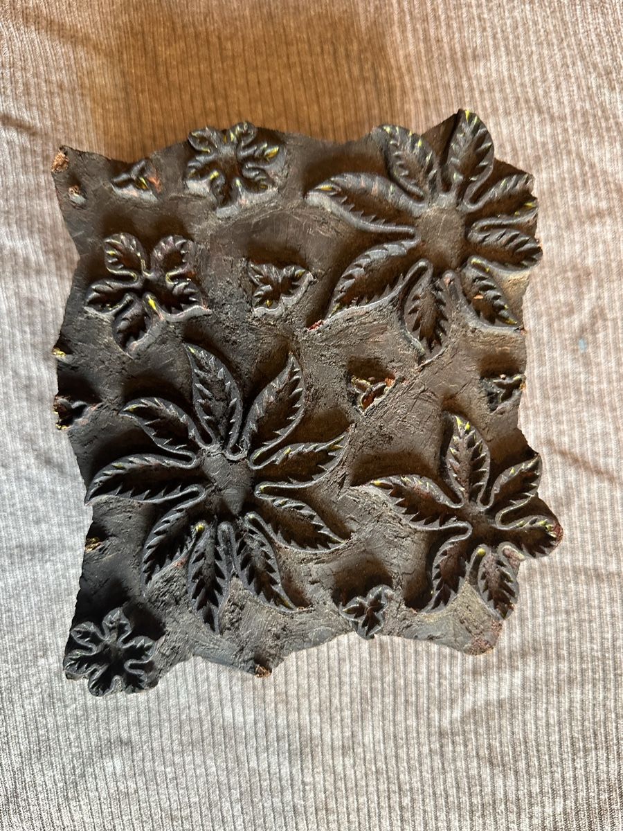 Vintage Holzstempel für Textildruck, florales Design top (Gebraucht) in ...