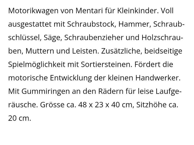 Rutschauto Motorik aus Holz mit Werkbank | Kaufen auf Ricardo Rutschauto Motorik aus Holz mit Werkbank | Kaufen auf Ricardo