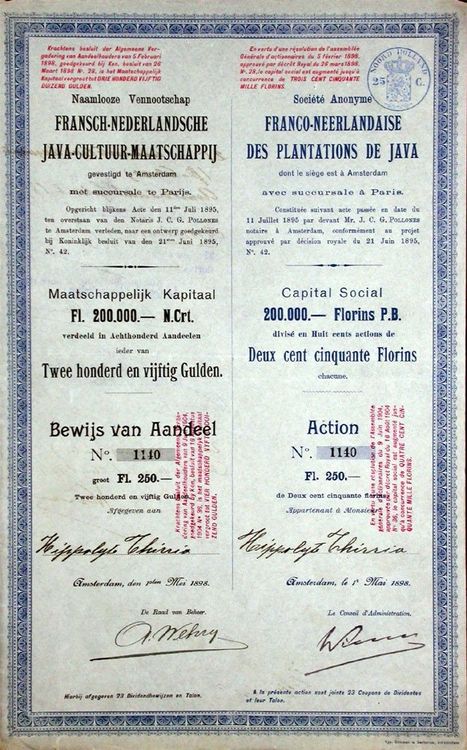 Fransch-Nederlandsche Java-Cultuur-Mpij, Amsterdam - 1898 (Gebraucht ...