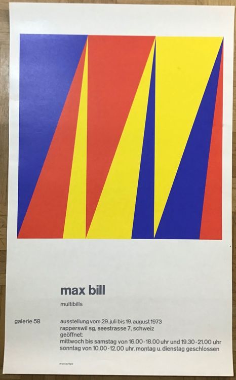Max BILL (1908-1994) Litho Plakat (Gebraucht) in Root für CHF 120 – mit Lieferung auf Ricardo kaufen