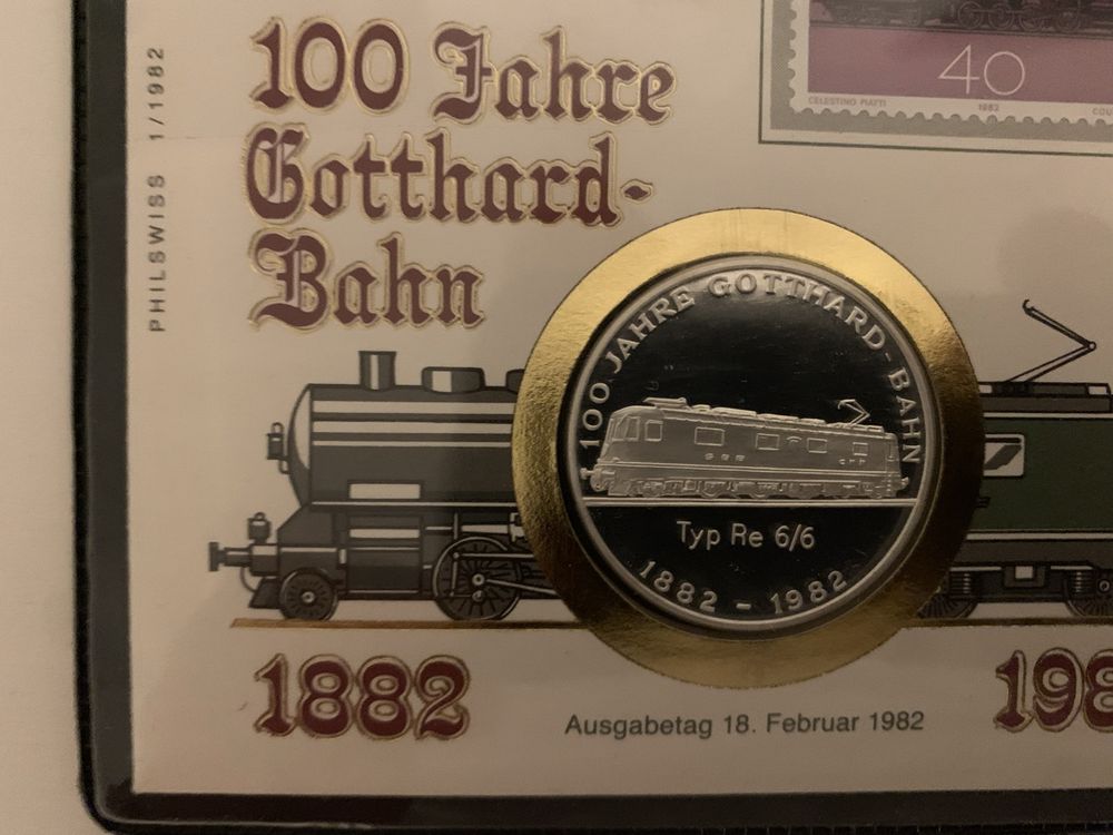 999 Silber Numisbrief Münzbrief 100 Jahre Gotthard Bahn 1982 | Kaufen auf Ricardo
