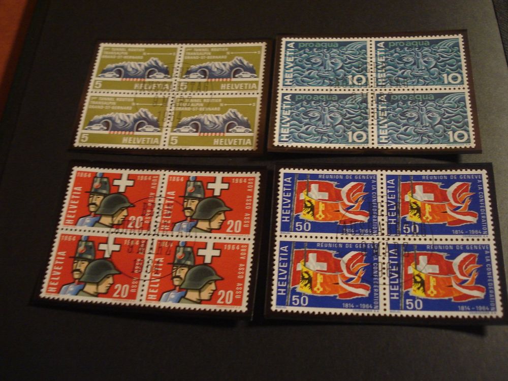 Satz Sondermarken 1964, Viererblock ET-o, mit Gummi (Gebraucht) in Niederwil AG für CHF 1 – mit ...