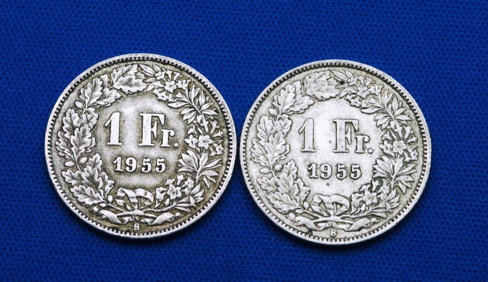 Zwei silberne 1.- Jahrgang 1955, Rar | Kaufen auf Ricardo