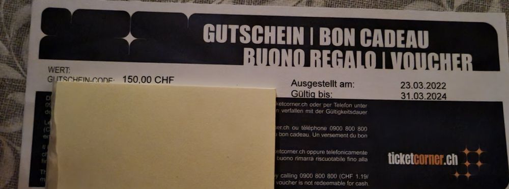Gutschein / Voucher Ticketcorner.ch (Neu und originalverpackt) in Agarn ...