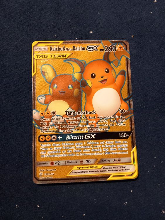 Raichu & Alola-Raichu GX TAG TEAM Full Art (DE)Unified Minds (Neu ...