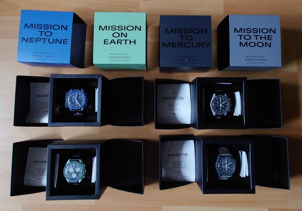 4 X Swatch Omega Moonswatch, Neptune, Moon, Mercury, Earth | Kaufen auf ...