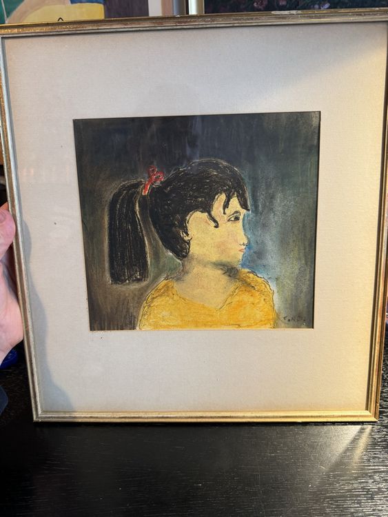 Gemälde Mädchenbild Pastell Kreide Zeichnung gerahmt signier (Gebraucht ...