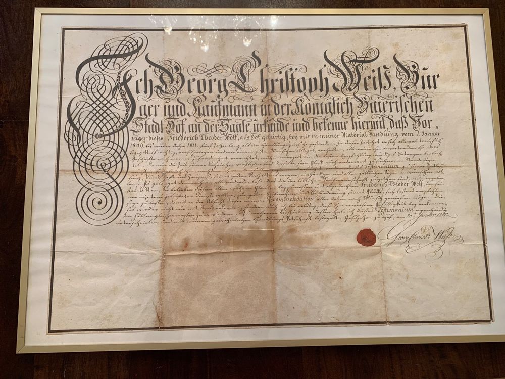 Alter gerahmter Gesellenbrief 1806 | Kaufen auf Ricardo