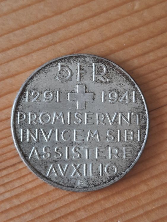 CH-5 Frankren Gedenkmünze 1941 Silber Zustand gem. Bilder (Gebraucht) in Oberuzwil für CHF 17 ...