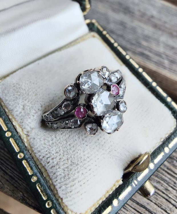 Antiker Jugendstil Diamant und Rubin Ring Rosegold 14kt 585 (Gebraucht ...