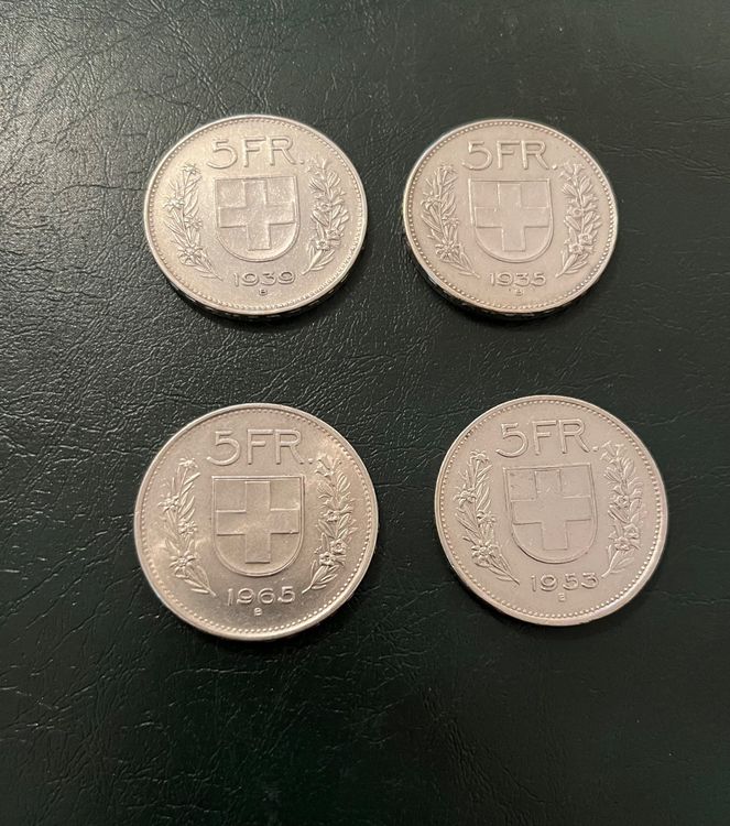 4 x 5 Franken 1935/1939/1953/1965 ss. - unz. (SILBER) | Kaufen auf Ricardo