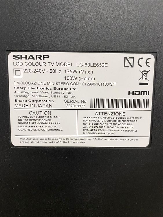 SHARP AQUOS LC-60LE652E 60" FHD 200HZ | Kaufen auf Ricardo