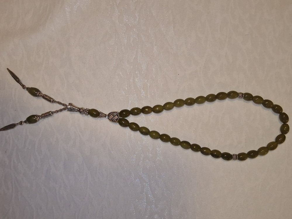 Tespih Misbaha Subha Gebetskette aus HartGlas Grün 30 cm (Neu (gemäss ...