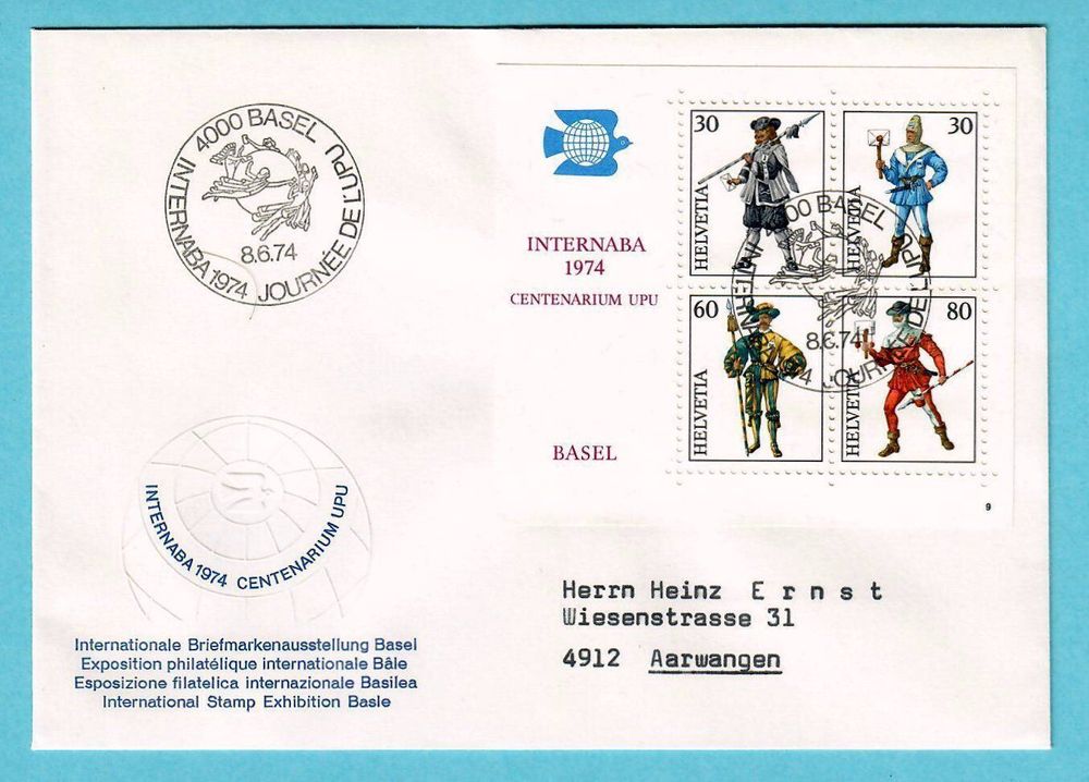 1974 Ersttagsbrief INTERNABA - Block (Gebraucht) in Bützberg für CHF 1 – mit Lieferung auf ...