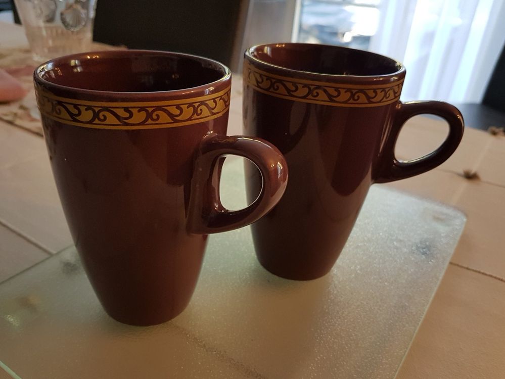 2 sehr edle Tassen Becher Kaffeebecher Keramik Lila Gold | Kaufen auf ...