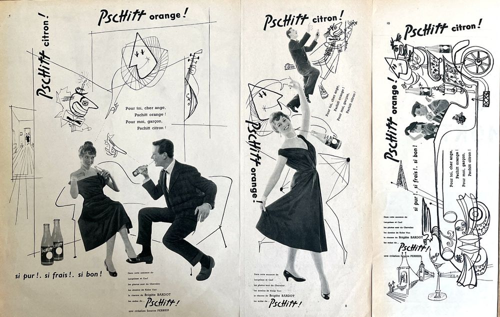 Pschitt Soda Perrier - 5 alte Werbungen / Réclames 1955 (Gebraucht) in ...