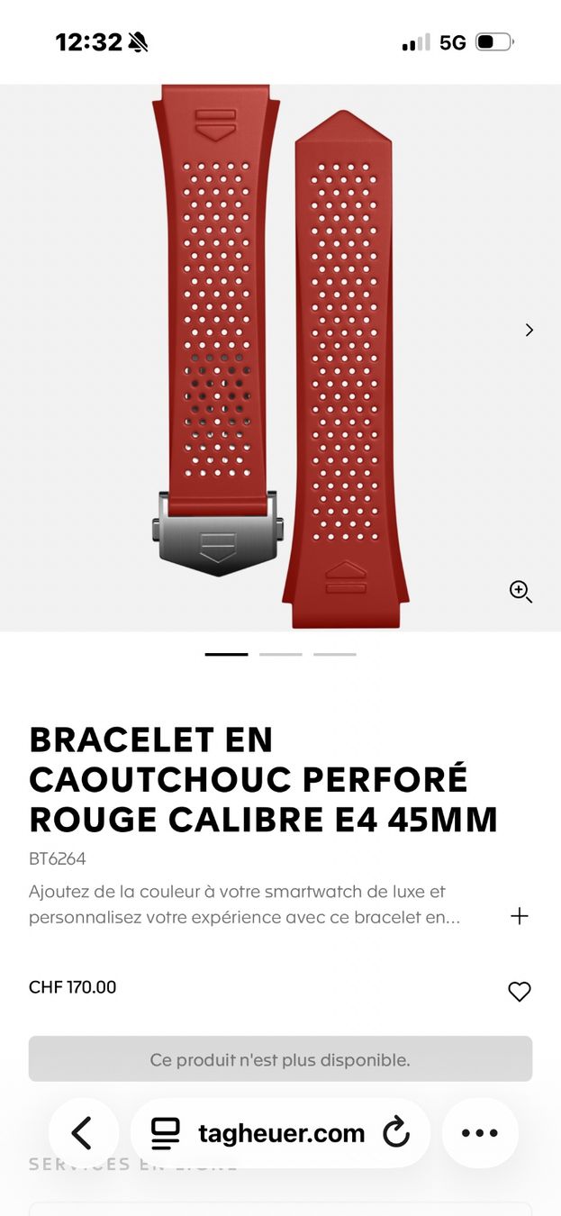 Bracelet TAG Heuer connected caoutchouc rouge E4 ( E3 ) (D'occasion) à ...