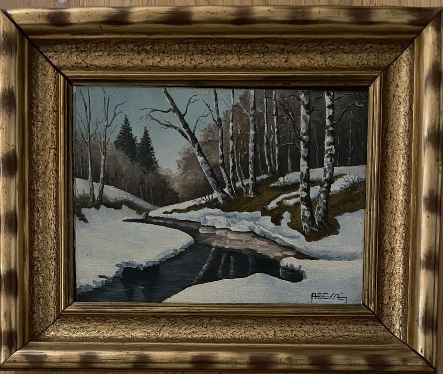 Schneelandschafts Gemälde am Fluss Unl.Sig (Gebraucht) in Root für CHF 25 – mit Lieferung auf ...